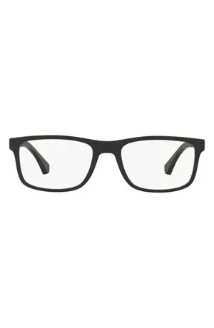 Emporio Armani 53mm Rectangular Eyeglasses - Matte Black - 53mm