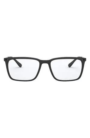 Emporio Armani 53mm Rectangular Eyeglasses Matte Black