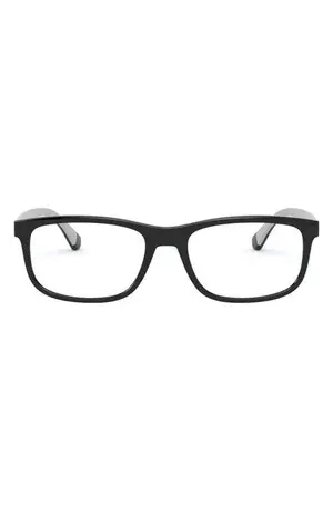 Emporio Armani 54mm Rectangle Eyeglasses Black