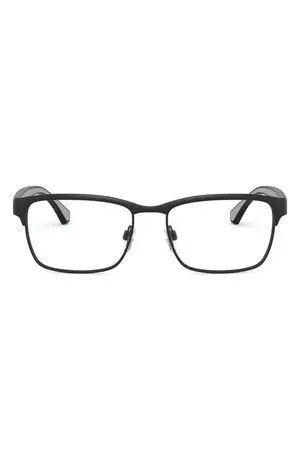 Emporio Armani 54mm Rectangle Eyeglasses Matte Black