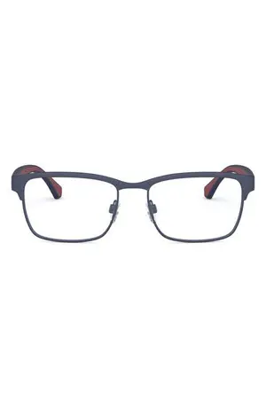 Emporio Armani 54mm Rectangle Eyeglasses Matte Blue