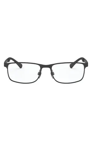 Emporio Armani 54mm Rectangle Eyeglasses Rubber Black