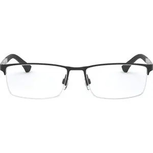 Emporio Armani 53mm Half Rim Rectangle Eyeglasses - Black Rubber