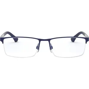 Emporio Armani 53mm Half Rim Rectangle Eyeglasses - Rubber Blue/demo Lens