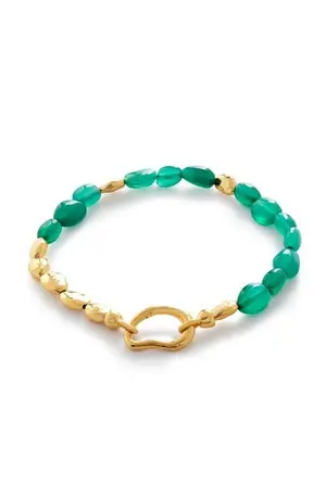 Monica Vinader Rio Beaded Stone Bracelet - 18k Gold Vermeil/green Onyx