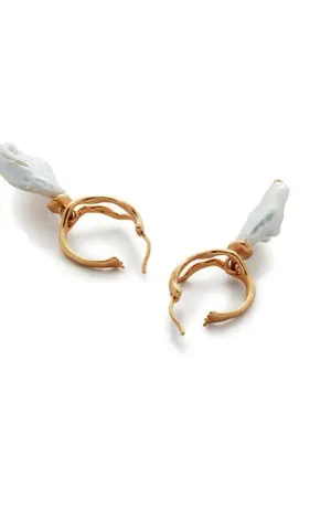 Monica Vinader Large Keshi Pearl Hoop Earrings - Gp