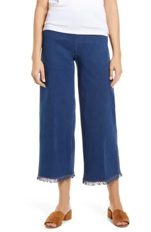 Lyssé Shiloh Palazzo Wide Leg Crop Denim Leggings - Midwash