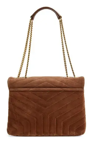 Saint Laurent Medium Lou Suede Shoulder Bag - Brown Coffee