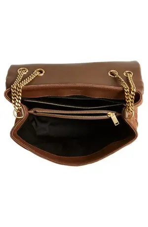 Saint Laurent Medium Lou Suede Shoulder Bag - Brown Coffee