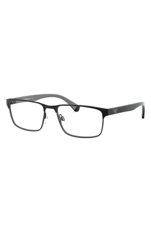 Emporio Armani 56mm Rectangular Eyeglasses - Matte Black