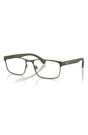 Emporio Armani 56mm Rectangular Eyeglasses - Matte Green/demo Lens
