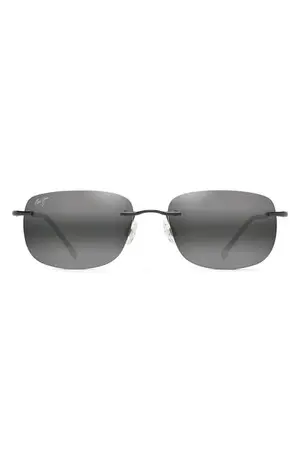 Maui Jim Ohai Rectangular Sunglasses - Black Gloss/neutral Grey