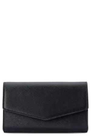 OLGA BERG Faux Leather Envelope Clutch - Black