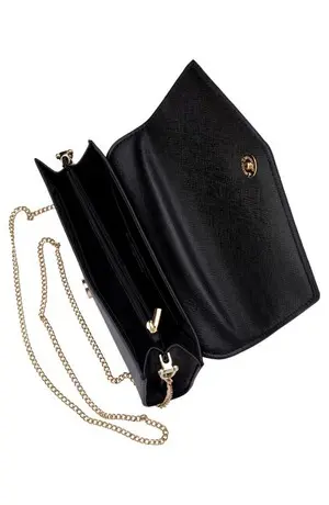 OLGA BERG Faux Leather Envelope Clutch - Black