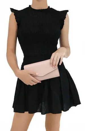 OLGA BERG Faux Leather Envelope Clutch - Blush