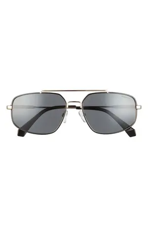POLAROID Polaroid 58mm Polarized Rectangle Sunglasses Black Gold