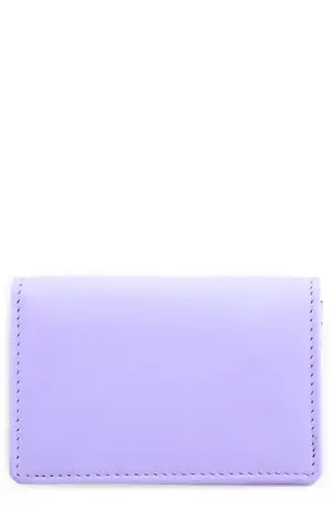 ROYCE NEW YORK Personalized Leather Card Case - Lavender - Silver