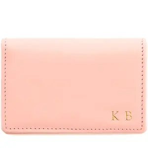 ROYCE NEW YORK Personalized Leather Card Case - Light Pink - Deboss