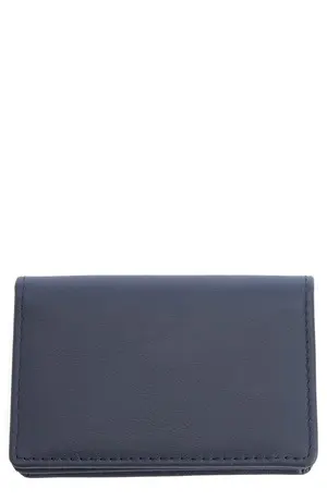 ROYCE NEW YORK Personalized Leather Card Case Navy Blue