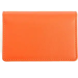 ROYCE NEW YORK Personalized Leather Card Case Orange- Deboss
