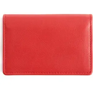 ROYCE NEW YORK Personalized Leather Card Case - Red- Silver Foil