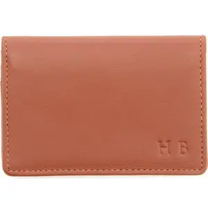 ROYCE NEW YORK Personalized Leather Card Case Tan- Deboss