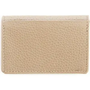 ROYCE NEW YORK Personalized Leather Card Case - Taupe - Silver Foil