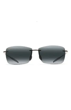 Maui Jim Lighthouse 65mm Polarized Rectangle Sunglasses - Black