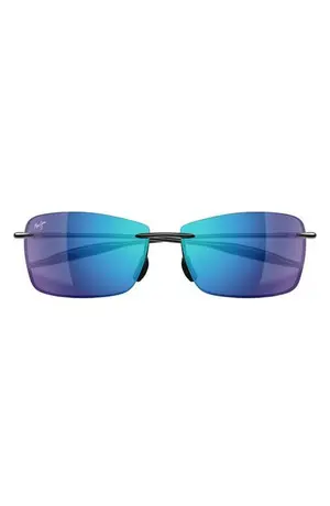 Maui Jim Maui Jim Lighthouse 65mm Polarized Rectangle Sunglasses Black/blue