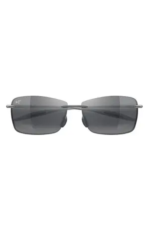 Maui Jim Lighthouse 65mm Polarized Rectangle Sunglasses - Grey/grey
