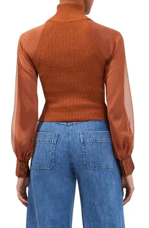 French Connection Melody Mixed Media Mock Neck Sweater