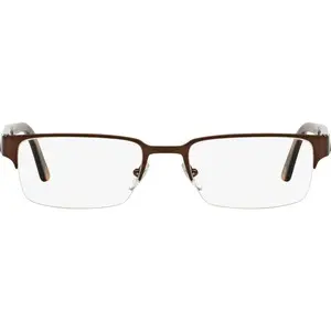 Versace 53mm Rectangle Half-rim Eyeglasses - Brushed Brown