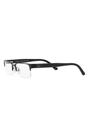 Versace 53mm Rectangle Half-rim Eyeglasses - Matte Black