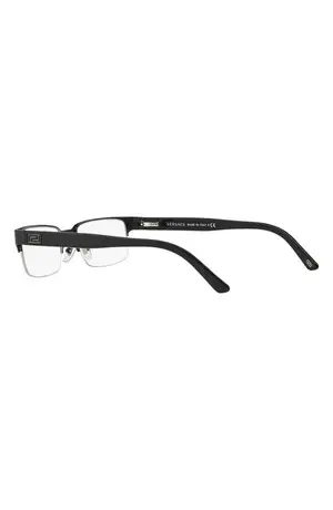 Versace 53mm Rectangle Half-rim Eyeglasses - Matte Black