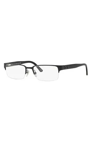 Versace 53mm Rectangle Half-rim Eyeglasses - Matte Black