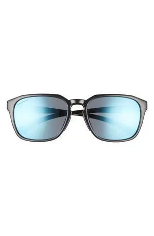 SMITH Contour 56mm Polarized Square Sunglasses Black/blue Mirror