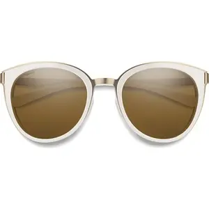 SMITH Somerset 53mm Polarized Cat Eye Sunglasses - White Gold / Brown