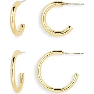 Nordstrom Set Of Two Hoop Earrings - 14k Gold Plated