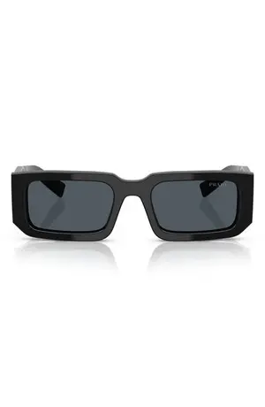 Prada 53mm Rectangle Sunglasses Black Grey