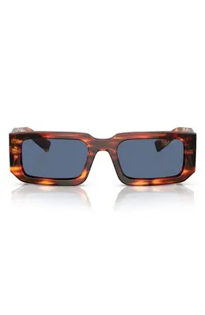 Prada 53mm Rectangle Sunglasses Brown/dark Blue