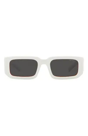 Prada 53mm Rectangle Sunglasses Dark Grey