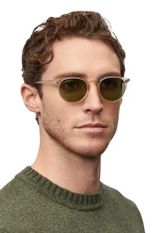 Oliver Spencer Riley 49mm Round Sunglasses - Light Beige