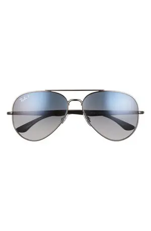Ray-ban Ray-Ban Aviator Polarized Sunglasses Gunmetal/ Blue Gradient