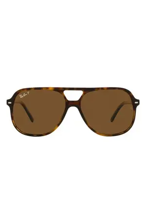 Ray-ban 60mm Square Polarized Sunglasses - Havana/ Polar Brown