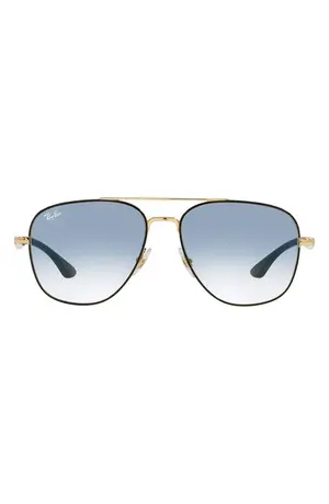 Ray-ban Ray-Ban 56mm Gradient Square Sunglasses Black/ Gradient Blue