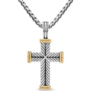 David Yurman Chevron Cross Pendant - Sterling Silver And 18k Gold