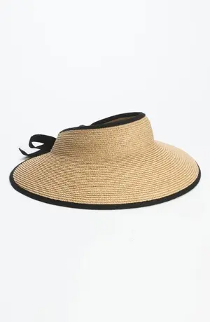 Helen Kaminski Mita Packable Raffia Visor - Natural/midnight