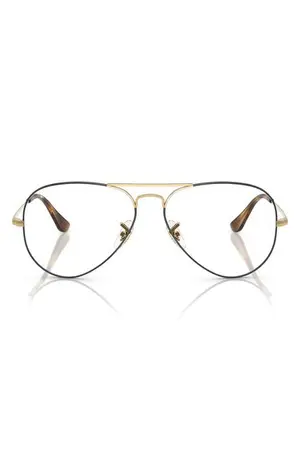 Ray-ban 55mm Aviator Eyeglasses - Gold Havana