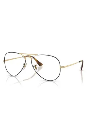 Ray-ban 55mm Aviator Eyeglasses - Gold Havana