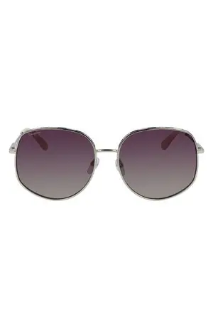 FERRAGAMO 61mm Oversized Sunglasses - Gold/ivory